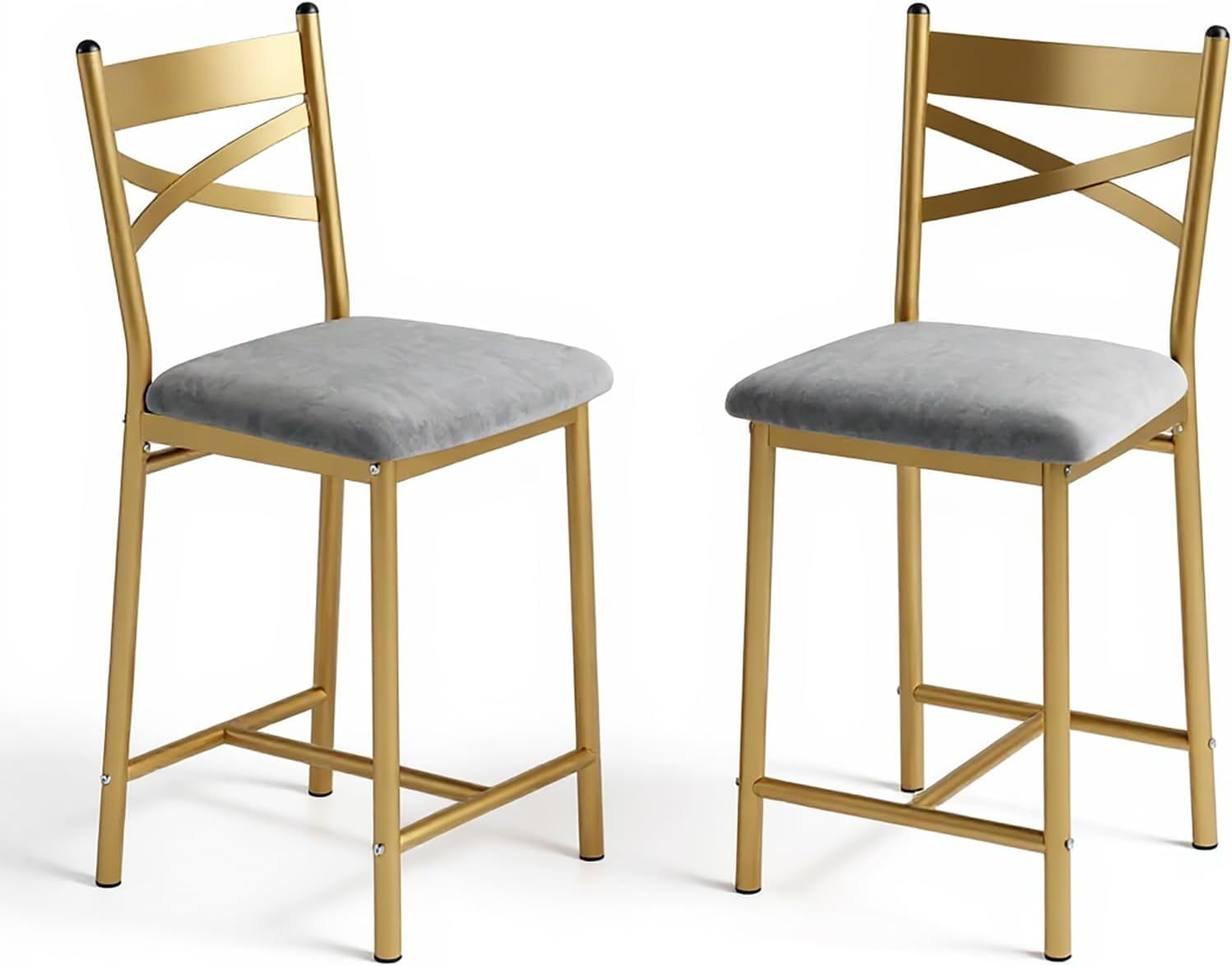 Zzistar Bar Stools Set of 2, Kitchen Barstools with Footrest and Back ...