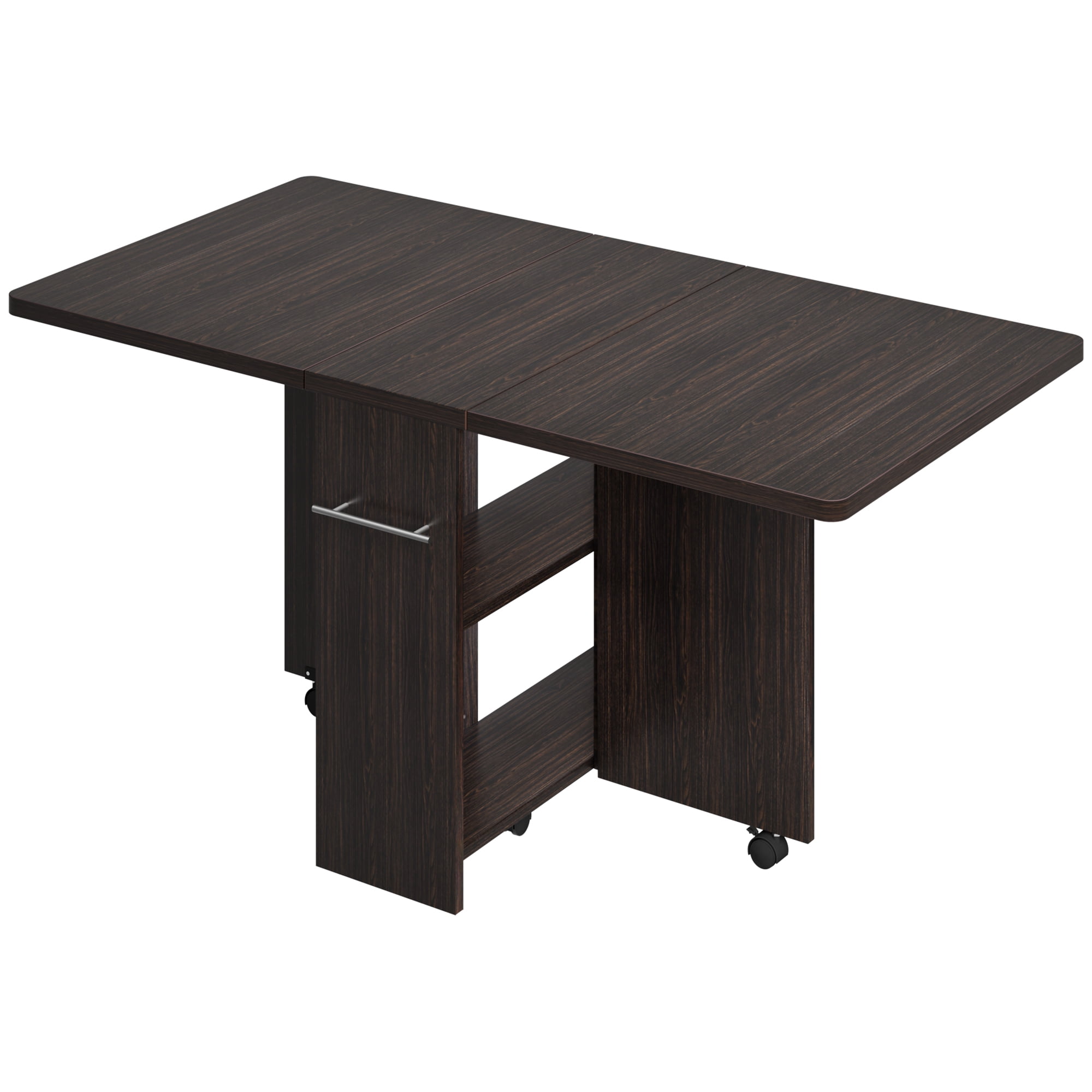 Zzistar Foldable Dinning Table with Drop Leaf and 2 Storage Shelves ...