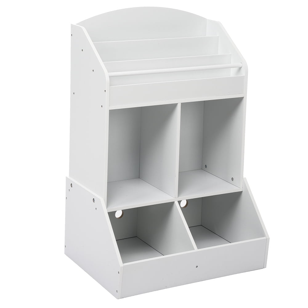 Zzistar Kids Bookshelf with Storage Rack, Wood Toy Organizer Bookcase ...