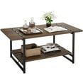 Zzistar Rectangle Coffee Table, Steel Frame Wood Central Table with 2 ...