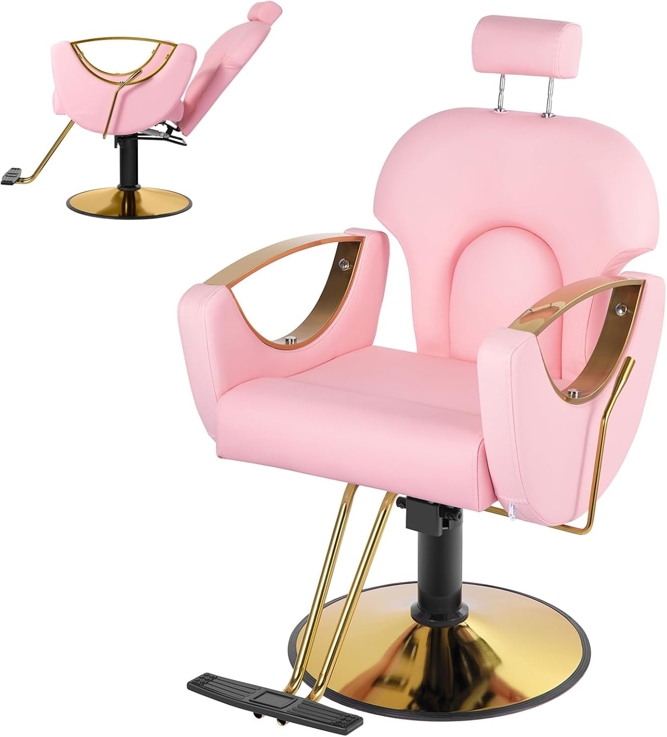Zzistar Salon Barber Chair for Hair Stylist Reclining, Height ...