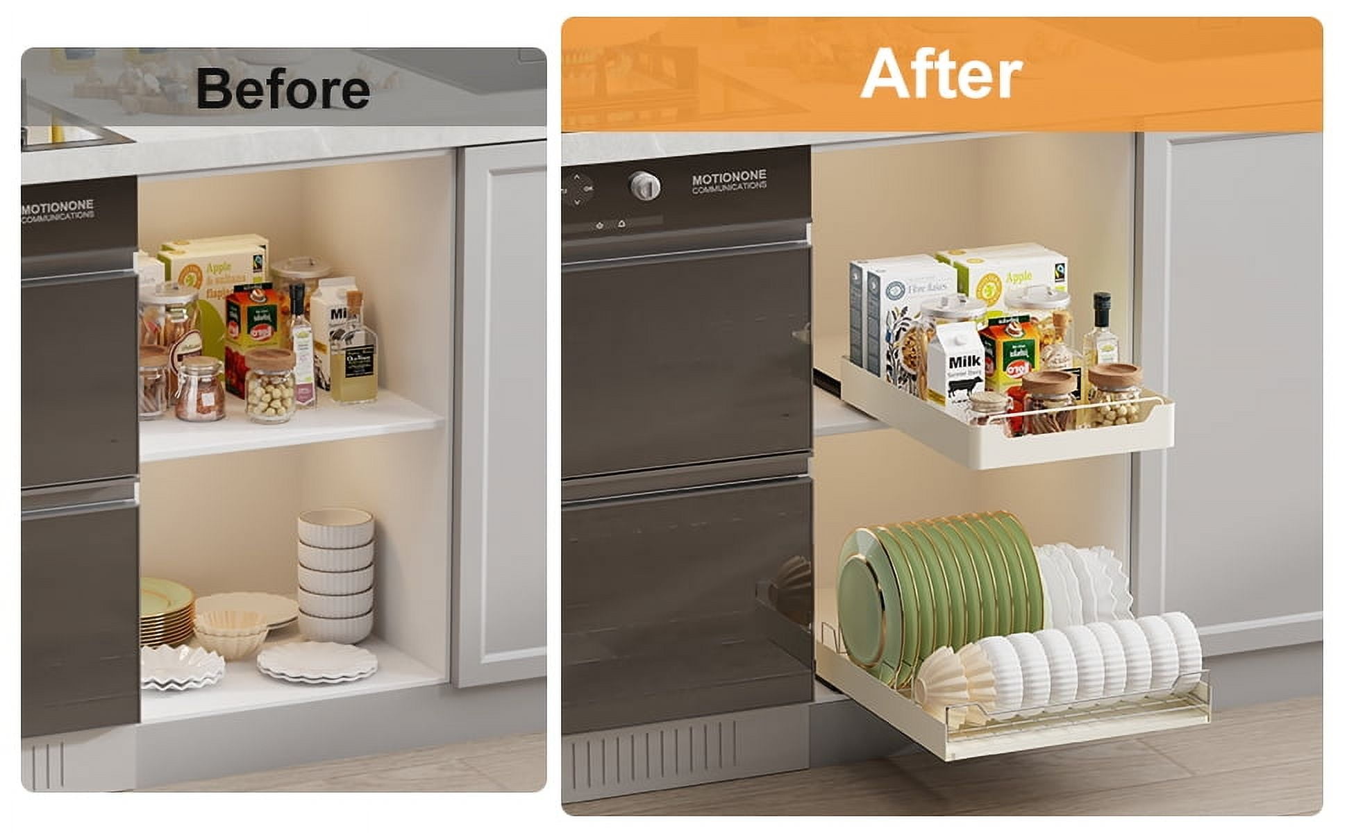 Zzistar Stainless Steel Pull Out Cabinet Organizer, Metal Slide Out ...