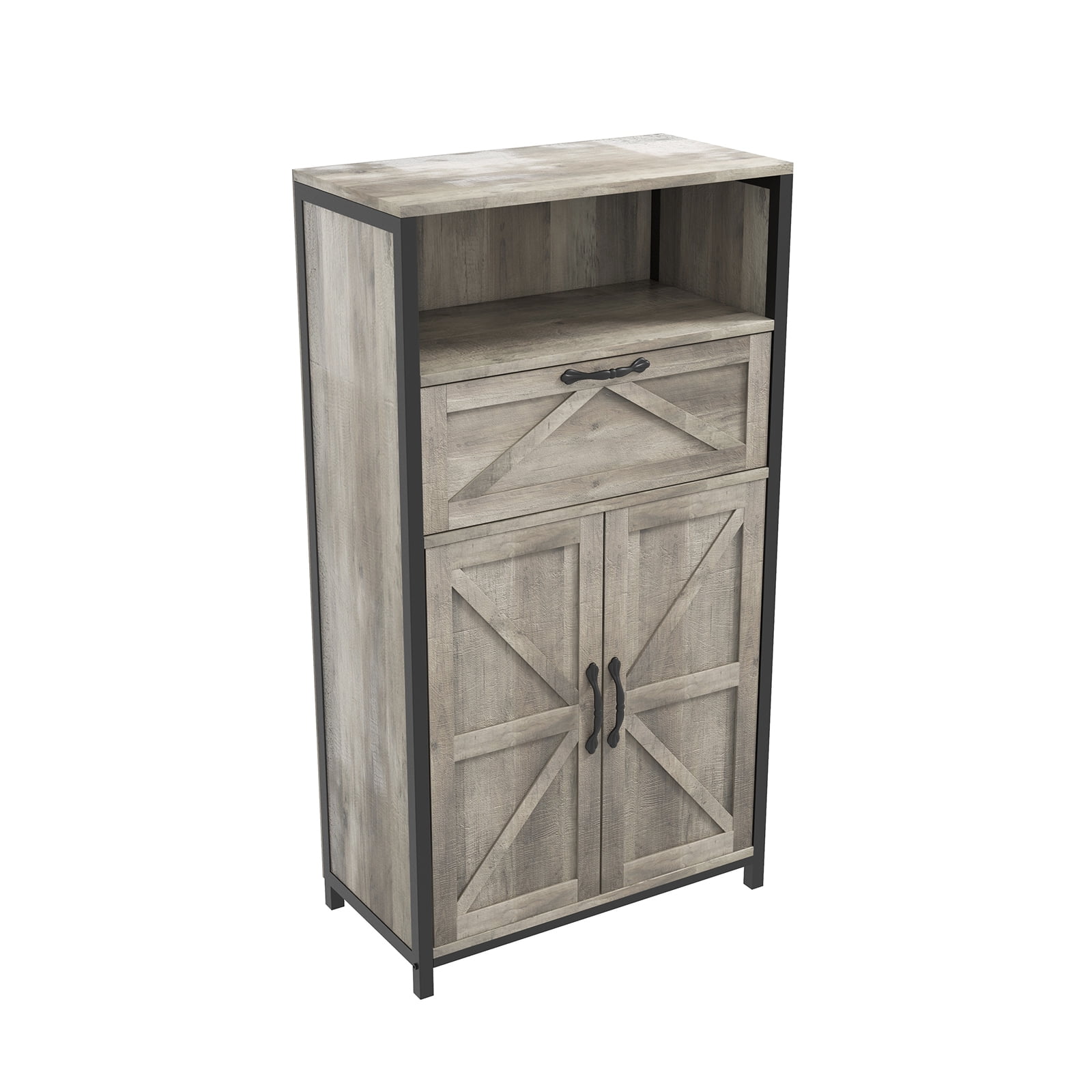 Zzistar Storage Cabinet with Barn Door and Drawer, Wood Farmhouse ...