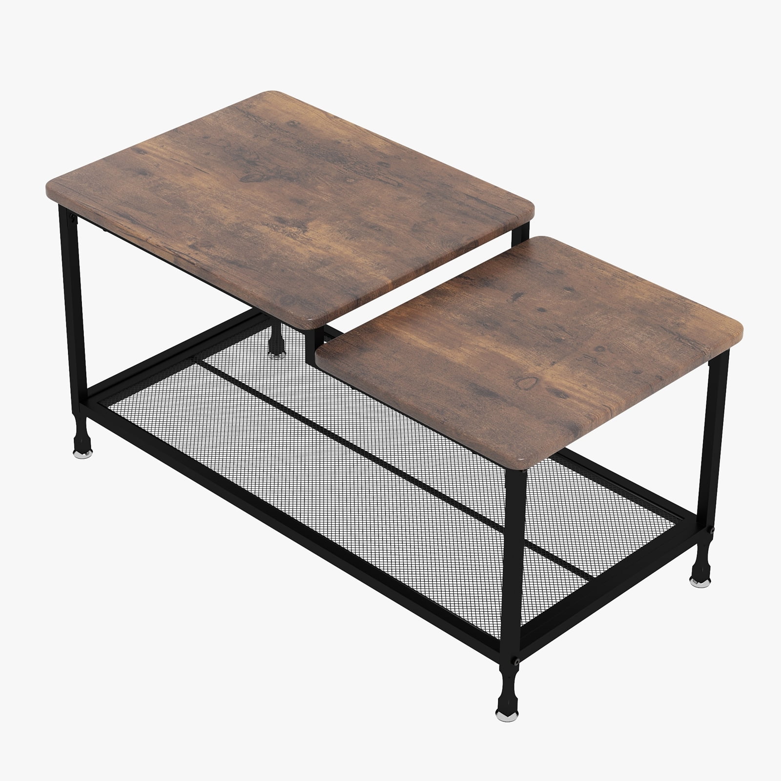 Zzistar Wood Rectangle Coffee Table, 2 Tier Center Table Cocktail Table ...