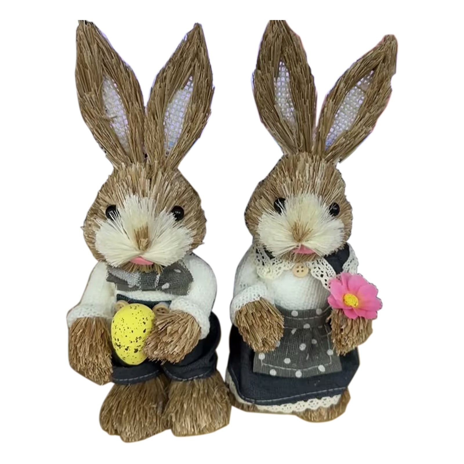Zznnkj 2 Pack Straw Easter Bunny Decor, Handcrafted Sisal Rabbit ...