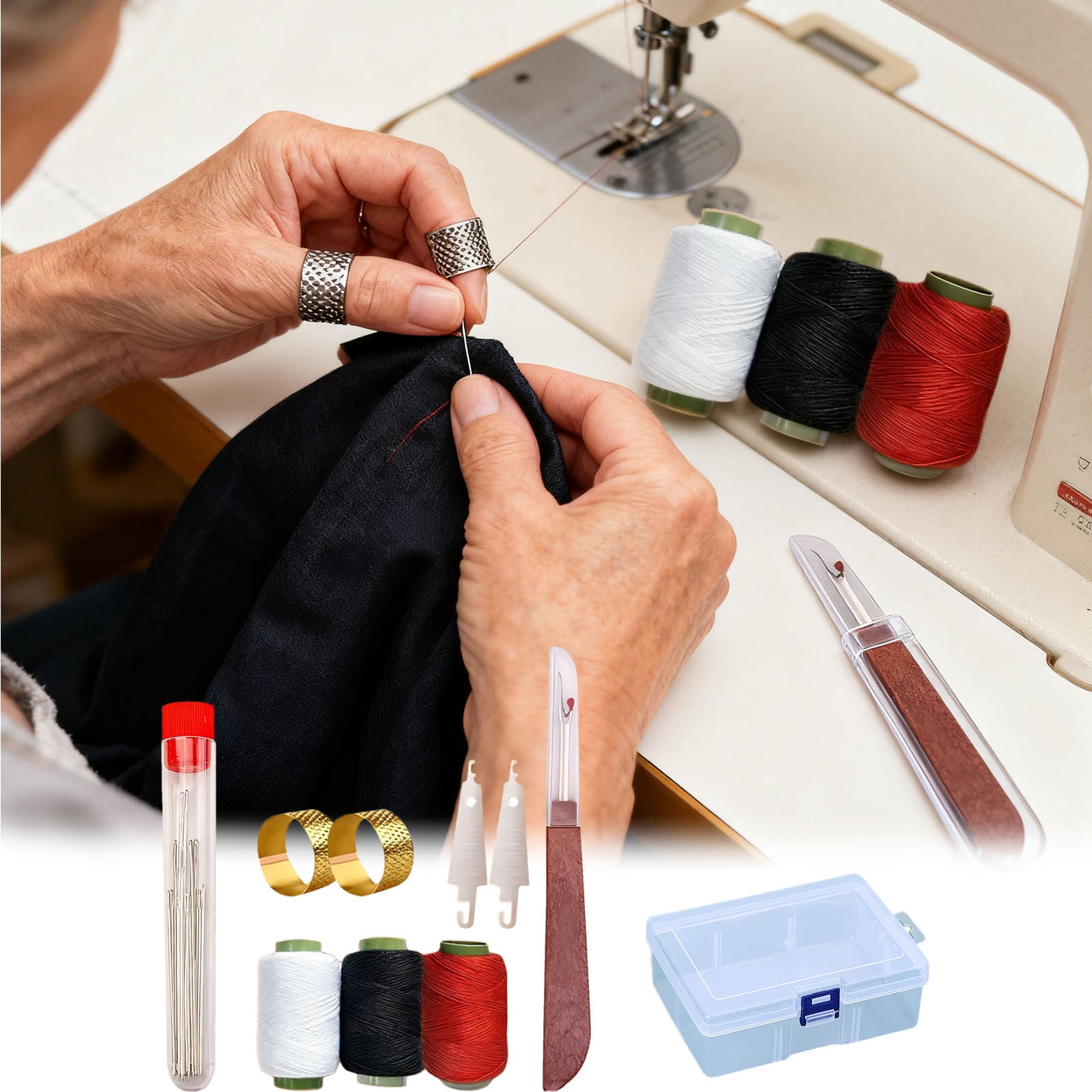 Zznnkj Big Eye Steel Sewing Tool Set – Needle and Thread Repair Kit ...