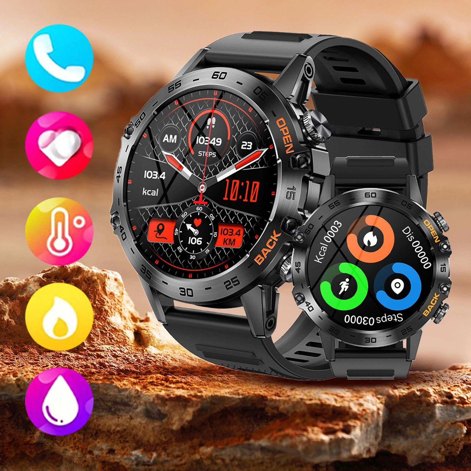 Zznnkj K52 Military Smart Watch, 1.39" HD Touch Screen Smart Bracelet ...