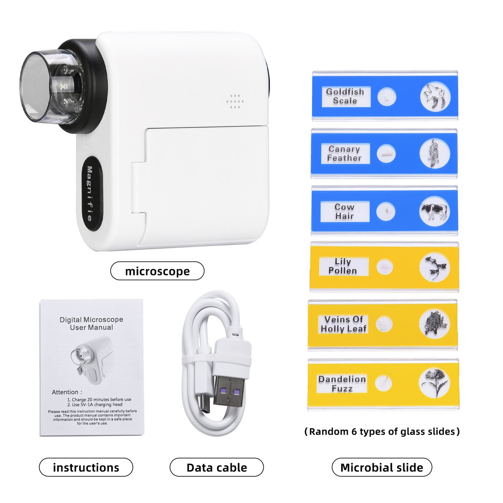 Zznnkj Microscope for Kids 1000X 4 in 1 HP20 2" 1080P Handheld Digital ...