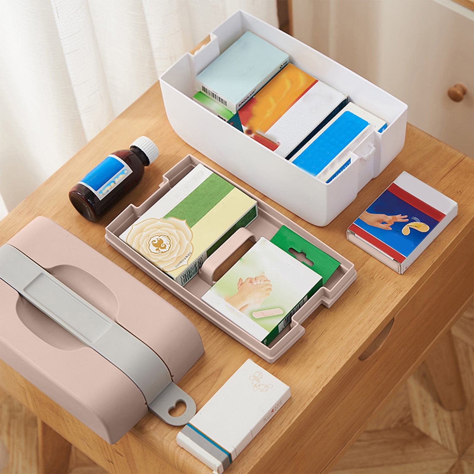 Zznnkj Plastic First Aid Storage Box Container Bin with Detachable Tray ...