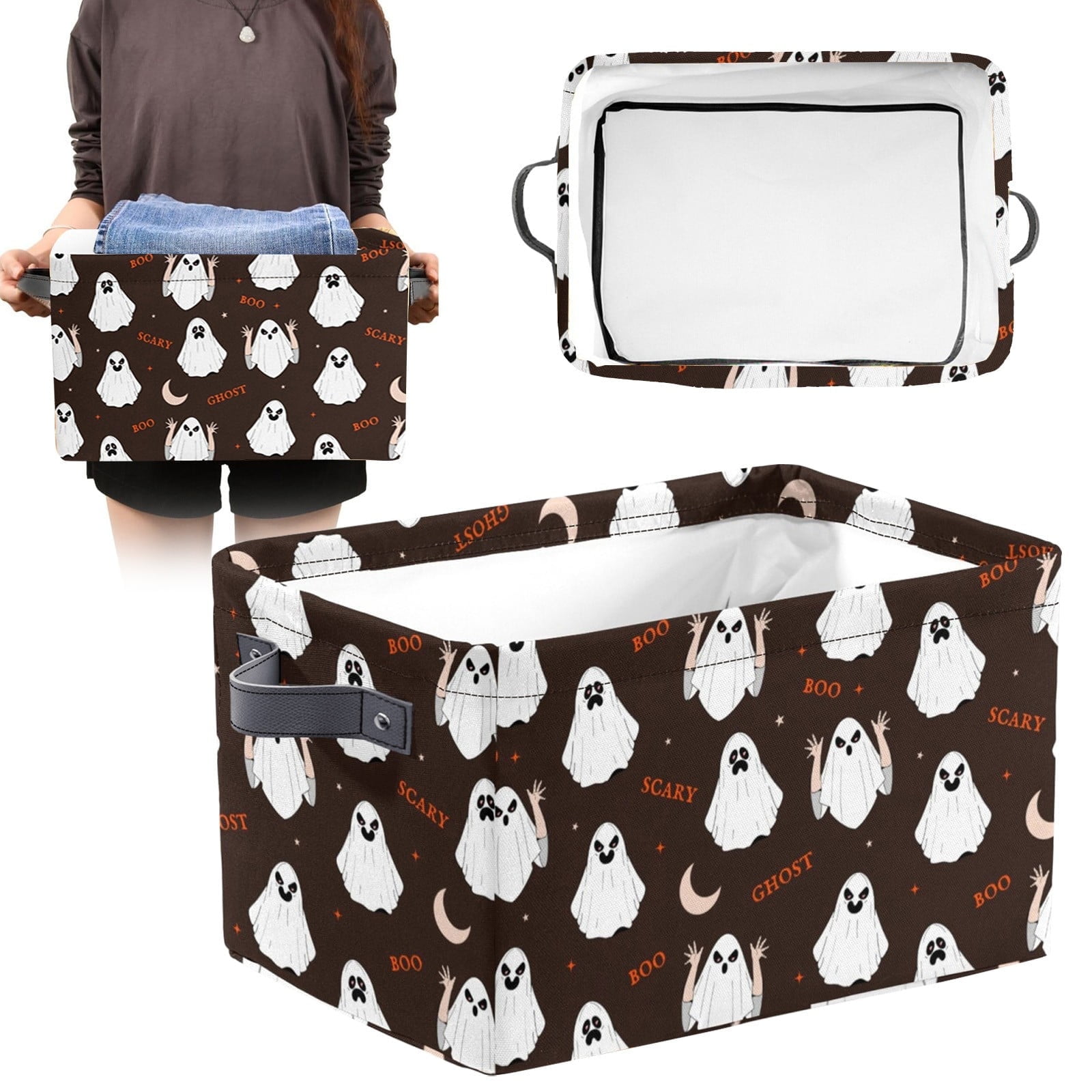 Halloween Basket Pumpkin Basket Rectangular Storage Basket With Cute ...