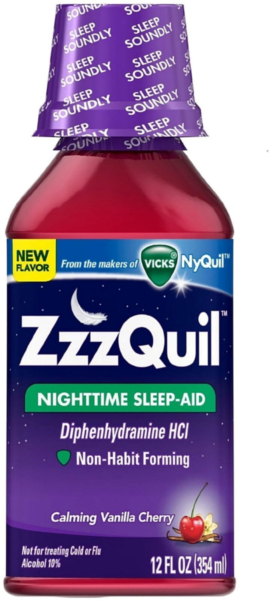 ZzzQuil Nighttime Sleep-Aid, Calming Vanilla Cherry 12 oz (Pack of 3 ...