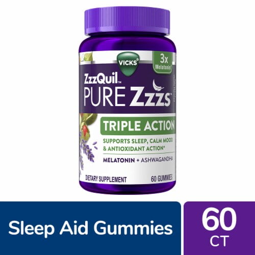 ZzzQuil PURE Zzzs Triple Action Melatonin Gummies Sleep Aid 60 ct - Pack of 2 - Walmart.com