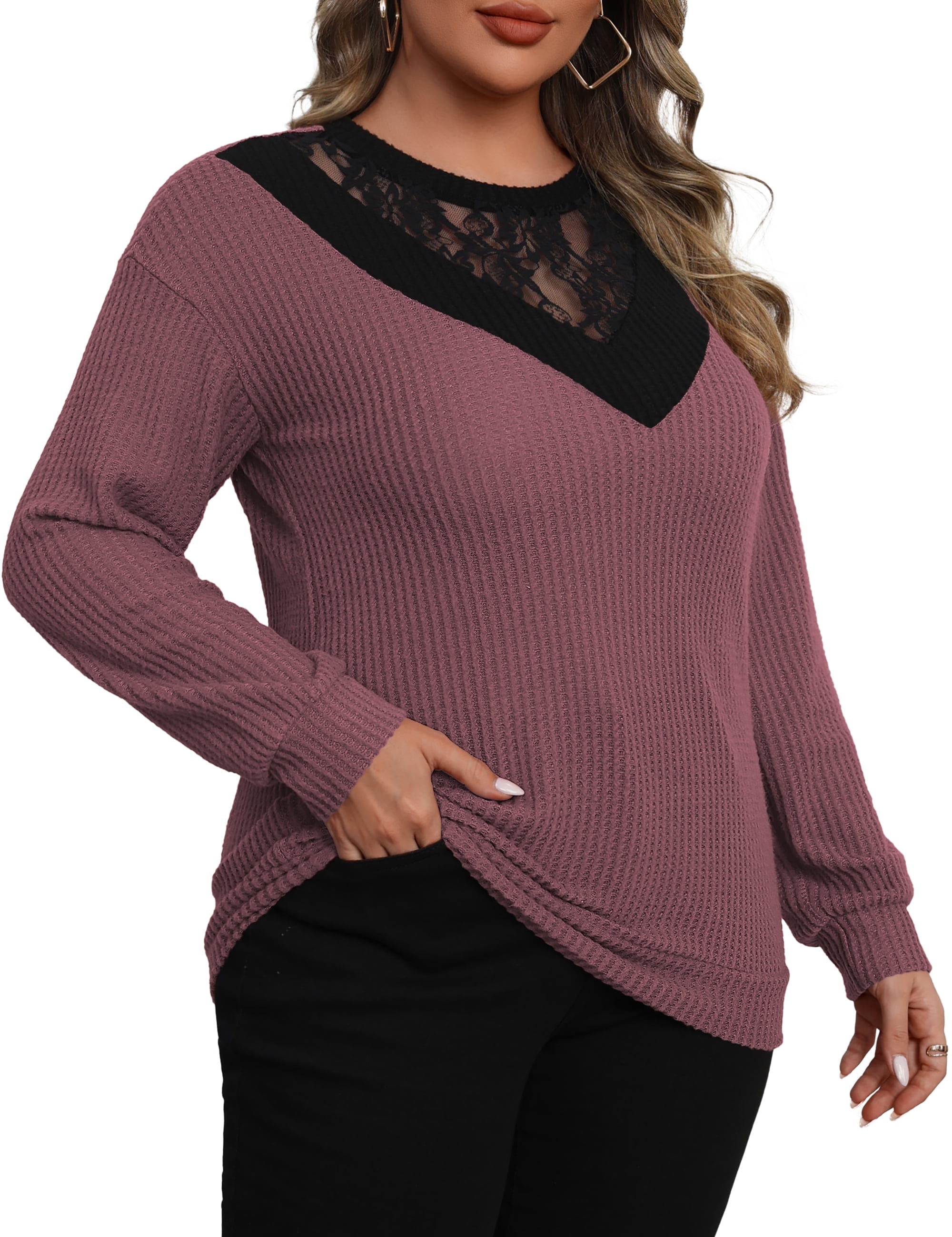a.Jesdani Plus size Sweatshirts for Women Crewneck Casual Lace ...