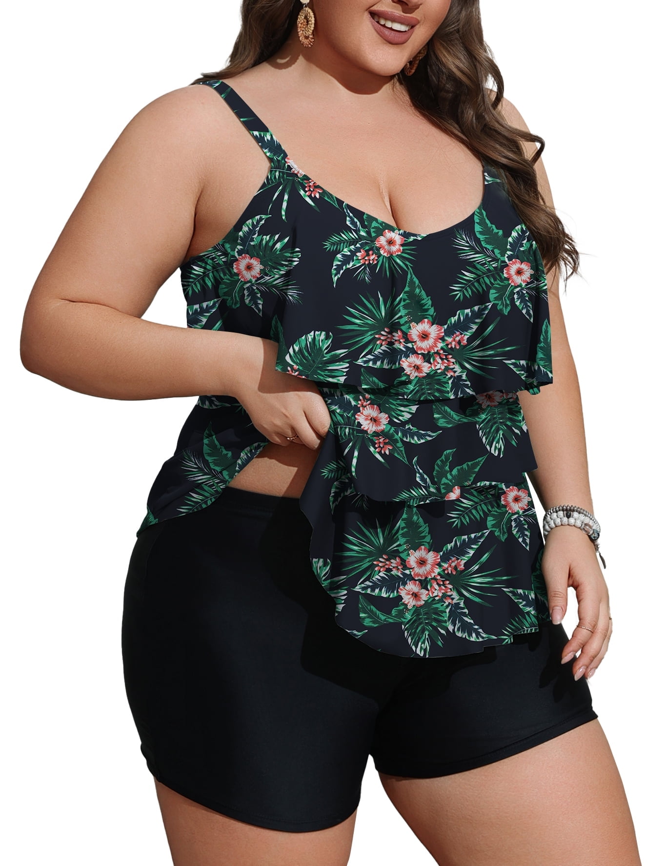 a.Jesdani Women Plus Size Tankini Swimsuits Tummy Control Two Piece ...