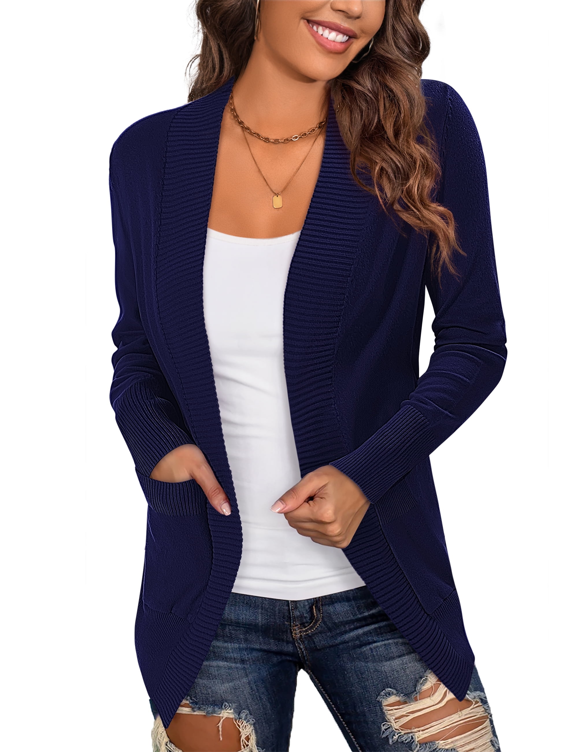 a.Jesdani Women's Open Front Lightweight Knit Cardigan Sweaters with ...