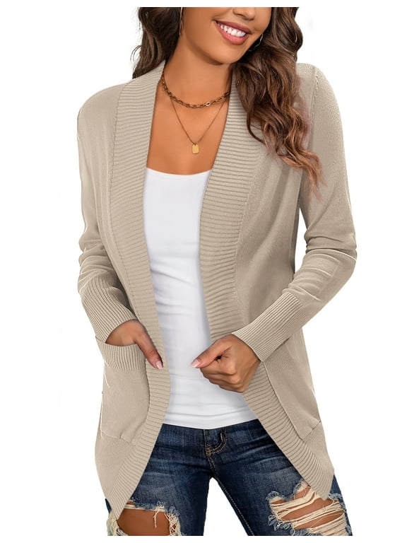 Long Dyegold 3/4 Sleeve Cardigan For Women, Lightweight Linen Cotton ...