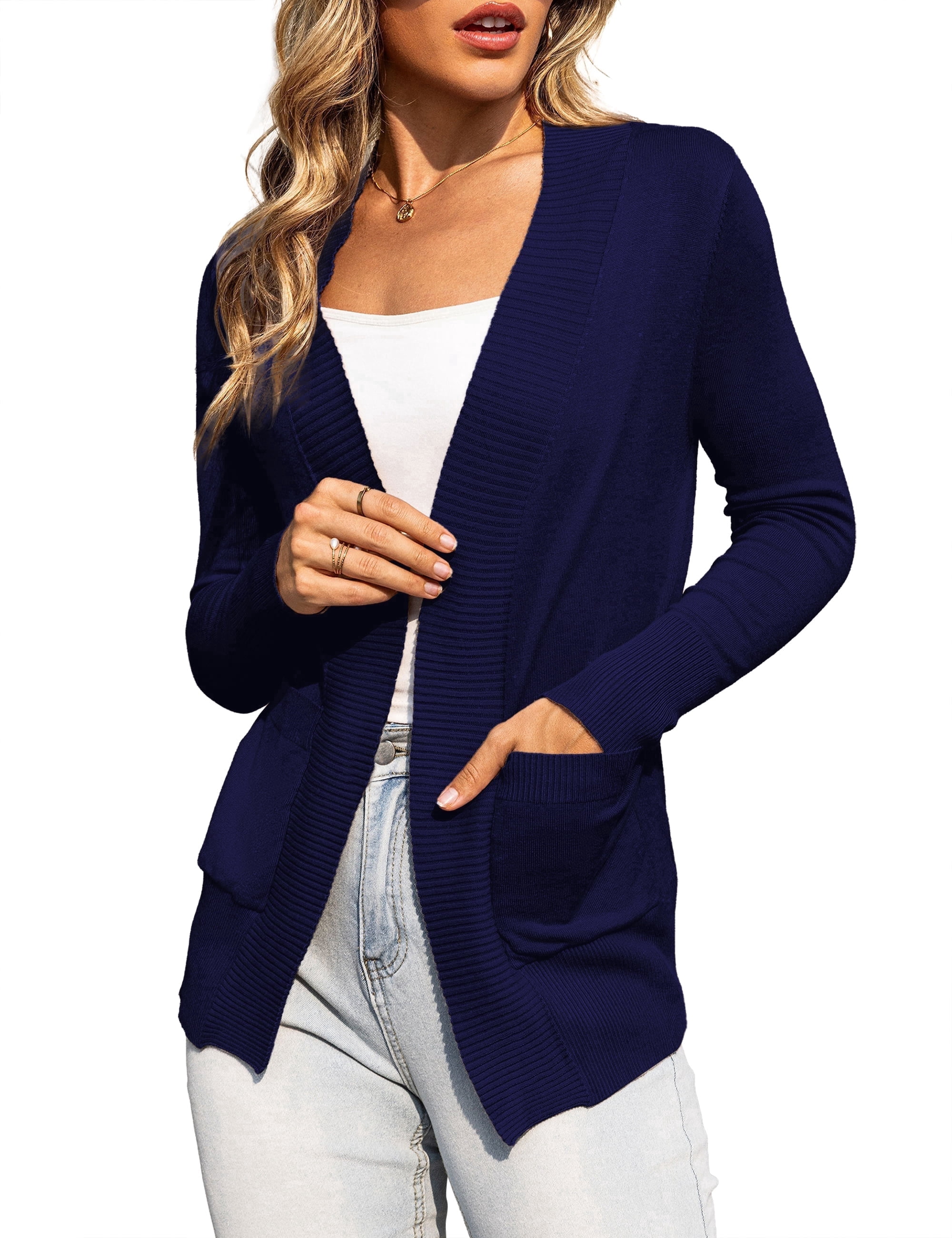 a.Jesdani Women's Cardigan Classic Casual Lightweight Knit Cardigan ...
