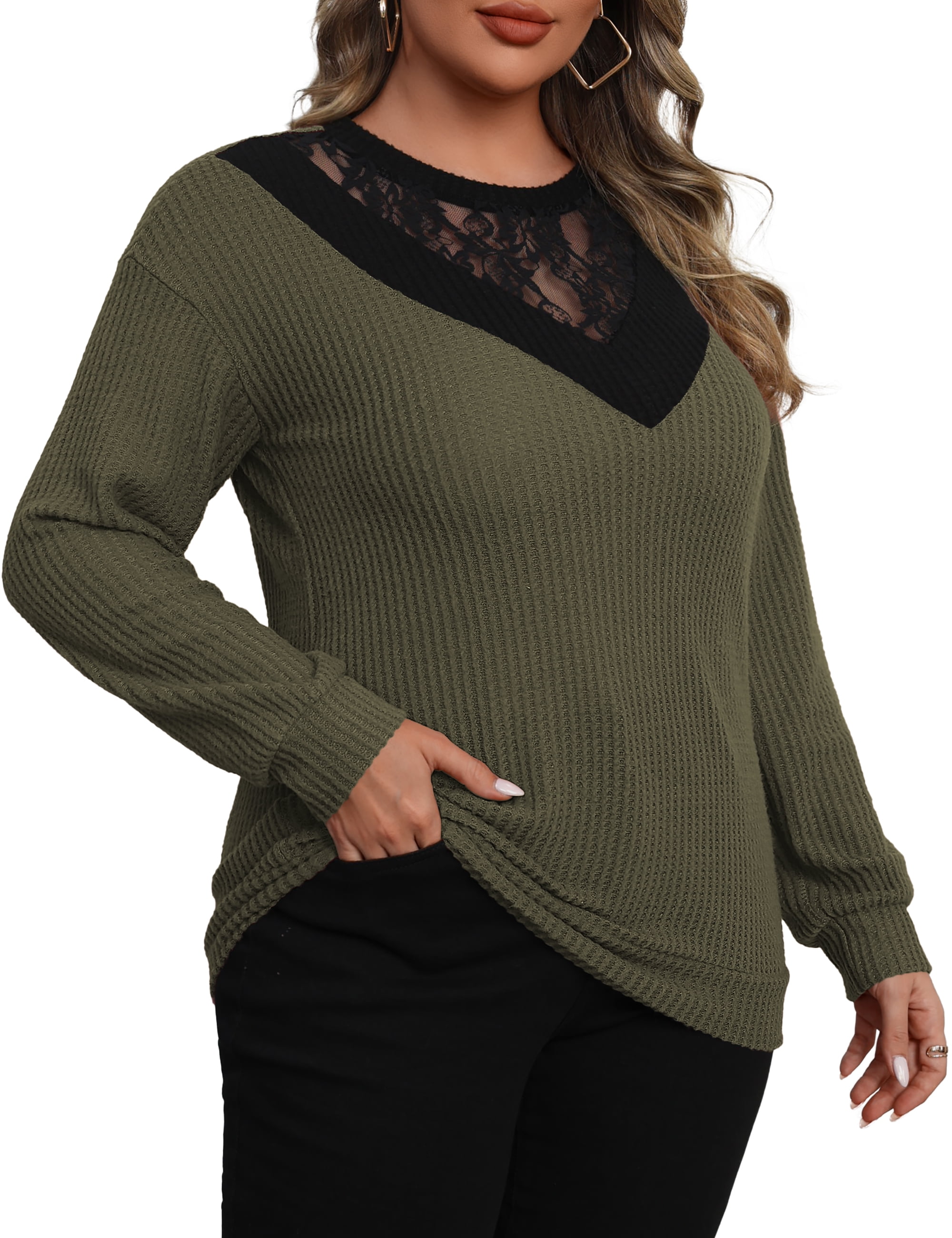 a.Jesdani Plus size Sweatshirts for Women Crewneck Casual Lace ...