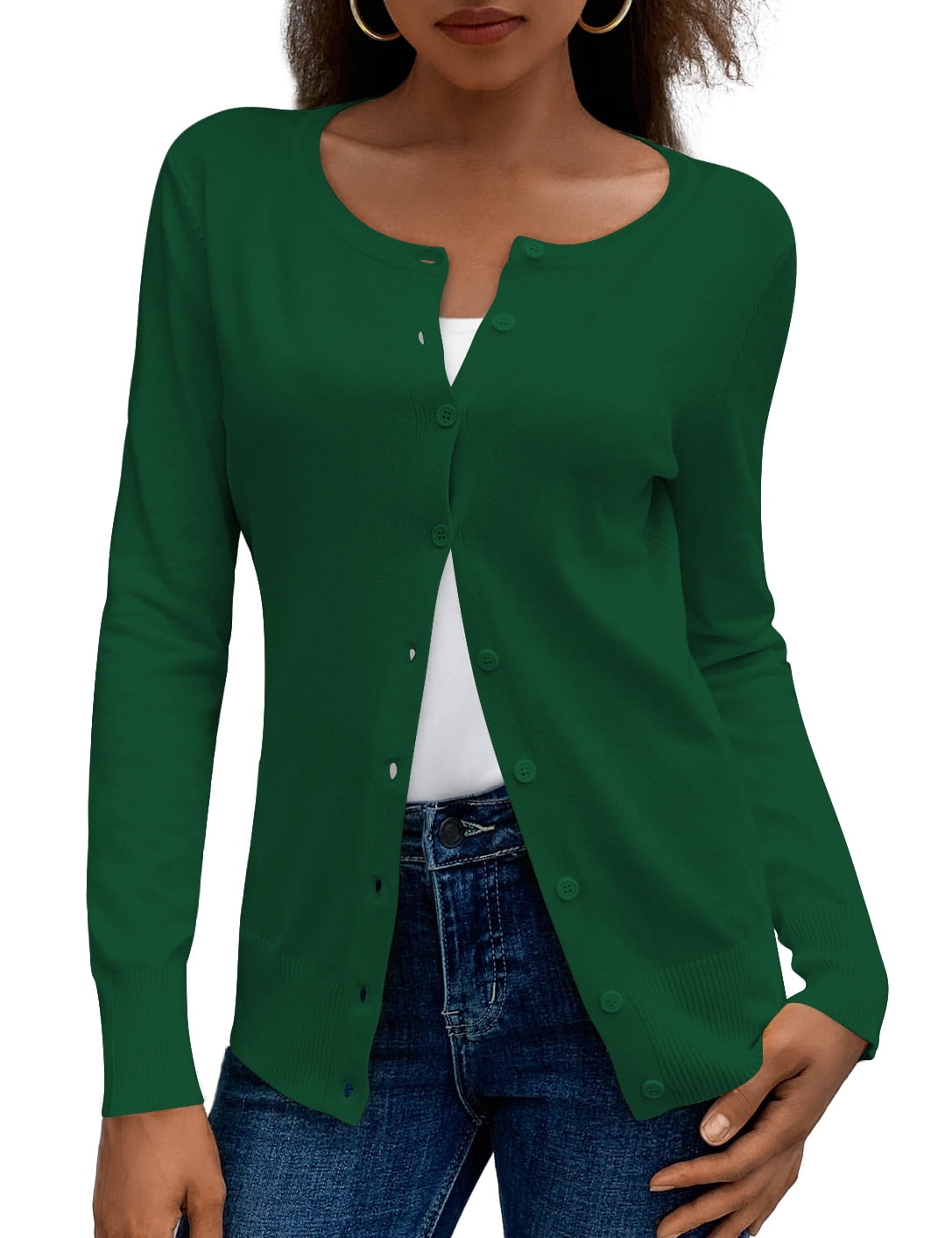 a.Jesdani Womens Cardigans Lightweight Soft Knit Crewneck Cardigan ...