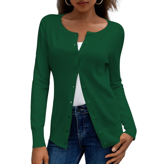 a.Jesdani Womens Cardigans Lightweight Soft Knit Crewneck Cardigan ...