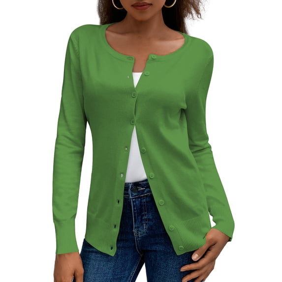 a.Jesdani Womens Cardigans Lightweight Soft Knit Crewneck Cardigan ...