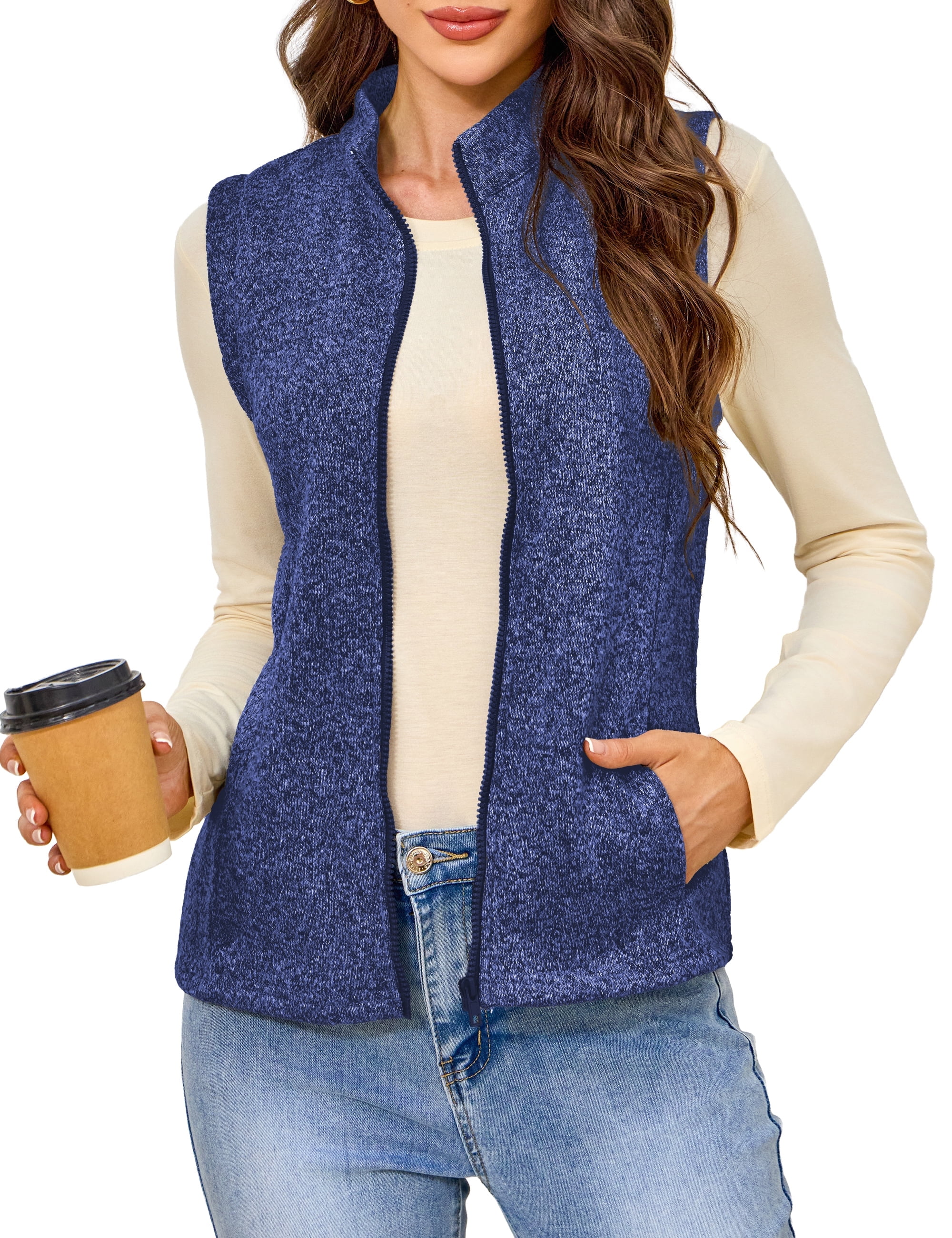 a.Jesdani Womens Fleece Vests lightweight Soft Fleece Vest Zip Jackets ...