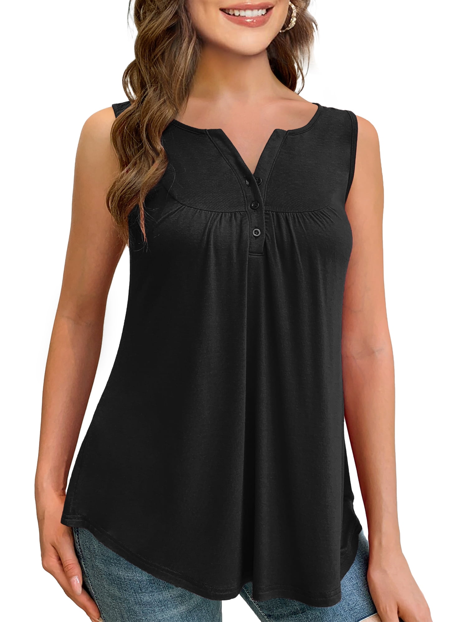 a.Jesdani Womens Plus Size Tunic Tank Tops, Sleeveless, Casual Blouses for Summer, Loose Fitting ...