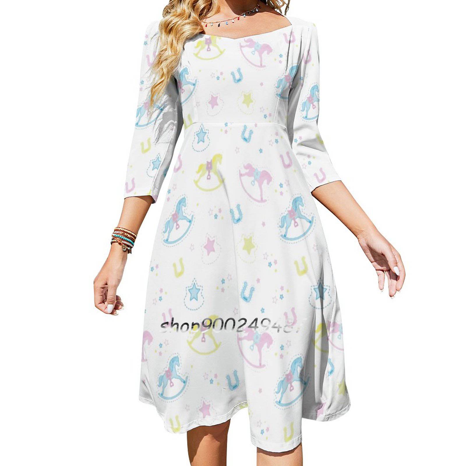 a Leaves Square Neck Dress Sweet Summer Dress Women Elegant Halter ...