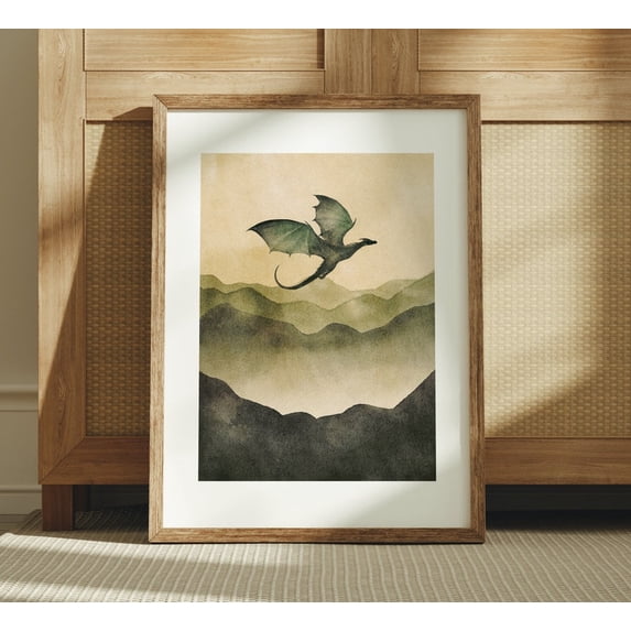 a quiet flight - watercolor art print / dragon art 16X24 UNFRAMED ...