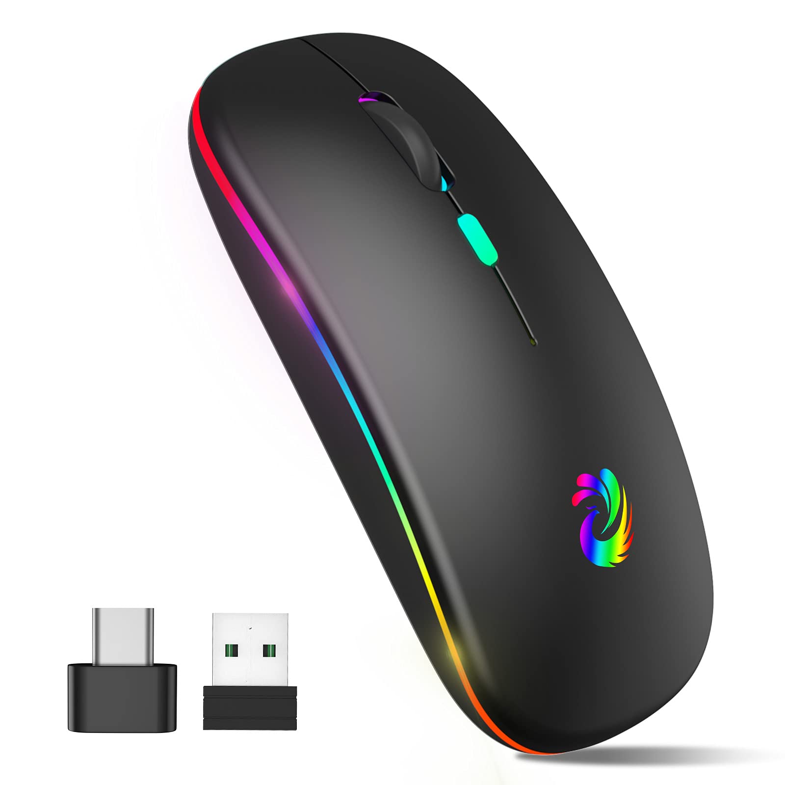aMZCaSE LED Wireless Mouse, Rechargeable Slim Silent Mice Portable ...