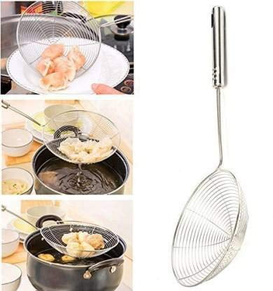 aRIC Stainless Steel Deep Fry Strainer Wire Skimmer with Spiral Mesh ...