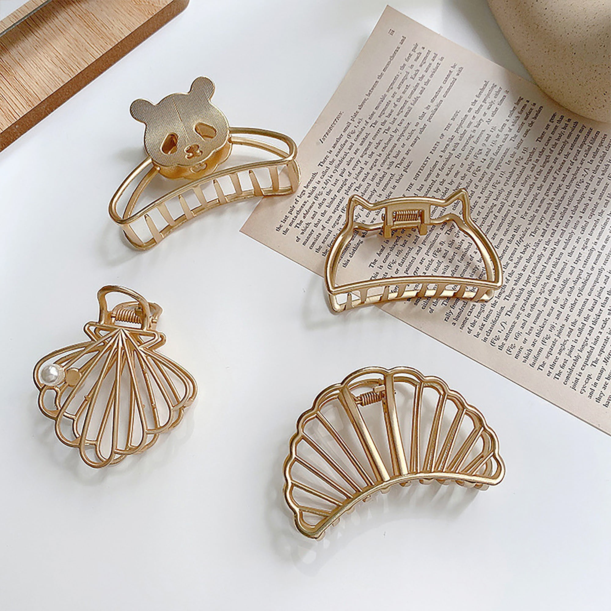 Hair Claws, Hair Clips Barrettes Cute Gold French Design Hair Pins ...