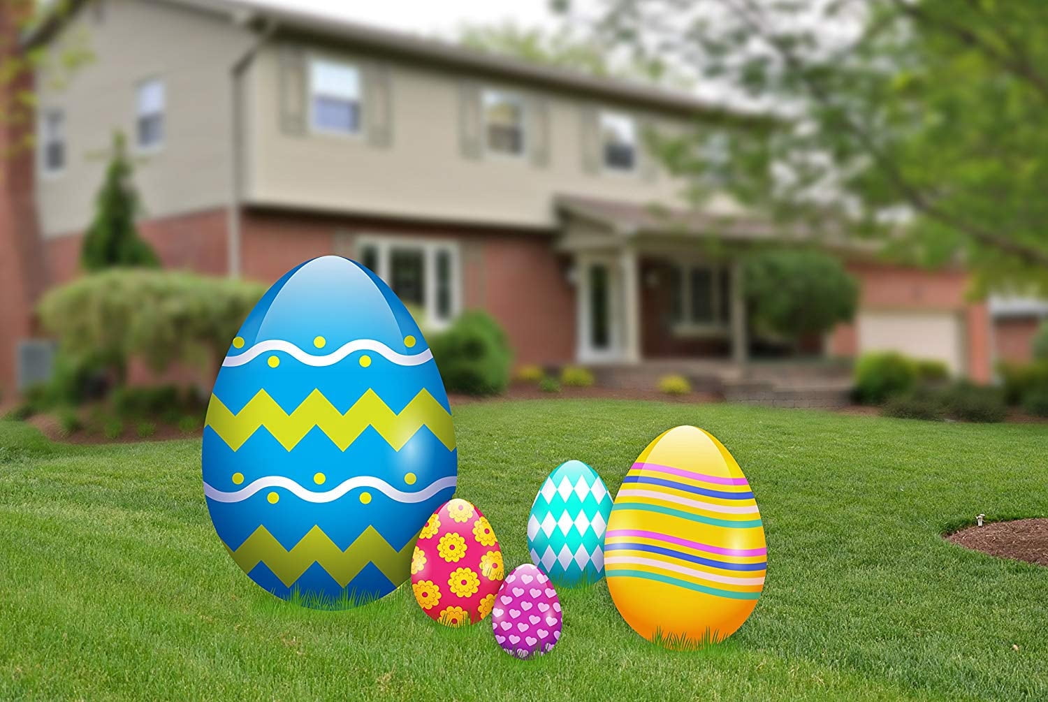 aahs!! Engraving Easter Egg Yard Signs, Outdoor Decorations 5 Pieces ...