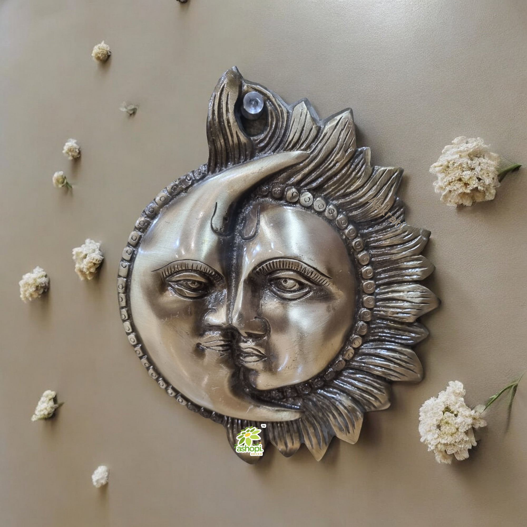 Ashopi Decor Sun And Moon Face Wall Hanging Decorative Showpiece - 2 cm ...