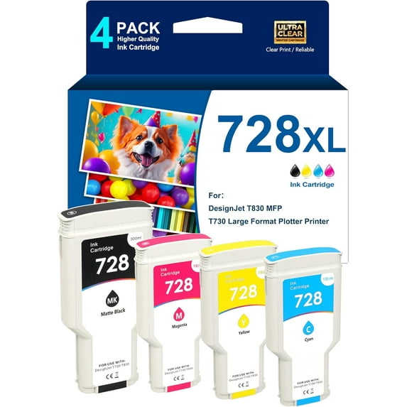 ab 728 Ink Cartridges High Yield 728 Ink Cartridge F9J68A F9K17A F9K16A F9K15A Compatible for HP ...