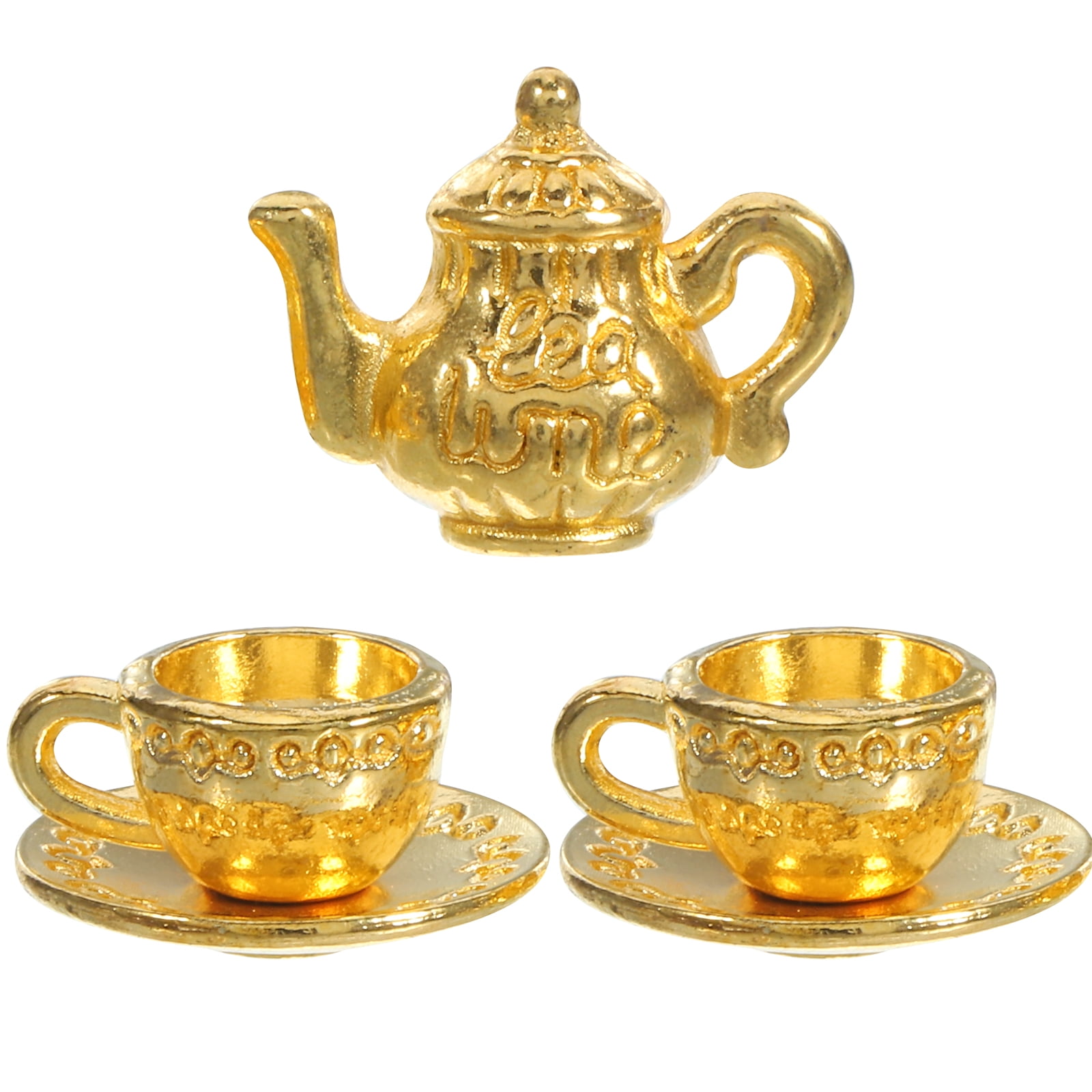MERRYHAPY Miniature Teapot Statue Golden 1 Set 0.63X0.51X0.51In Zinc ...