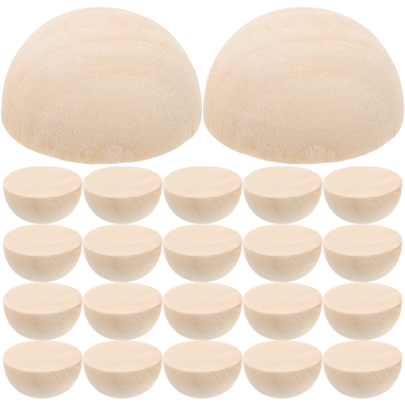 abbageba 30pcs Unfinished Half Wooden Balls Mini Hemisphere Half Craft ...