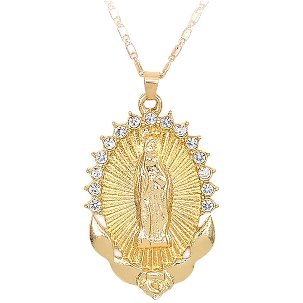 abbageba Golden Virgin Mary Pendant Necklace - Christian Religious Gift ...