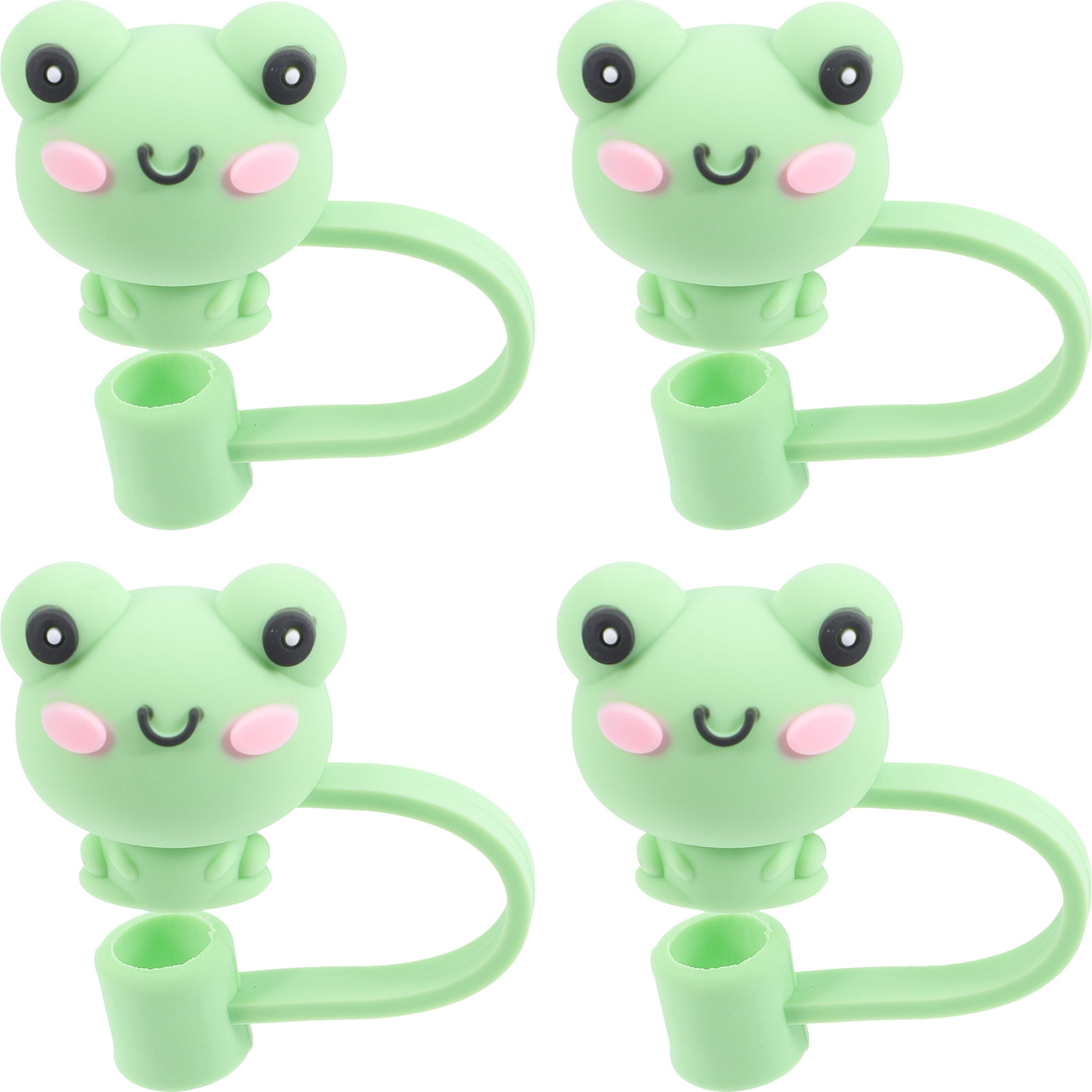abbageba Silicone Straw Set with Frog Covers and End Plugs for Decor ...