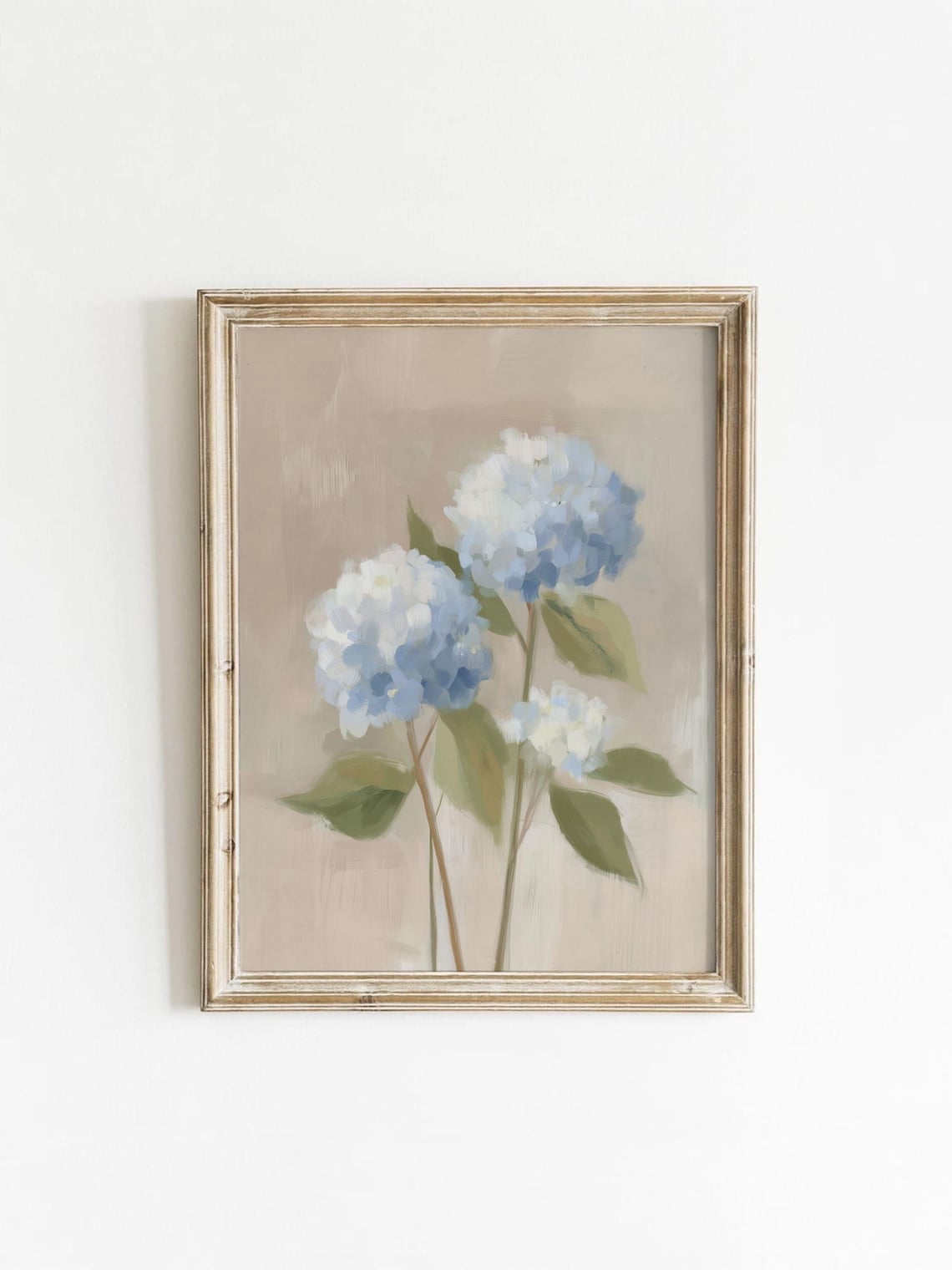 able Hydrangeas Muted Neutral Decor Blue Flower Large Floral Botanical ...
