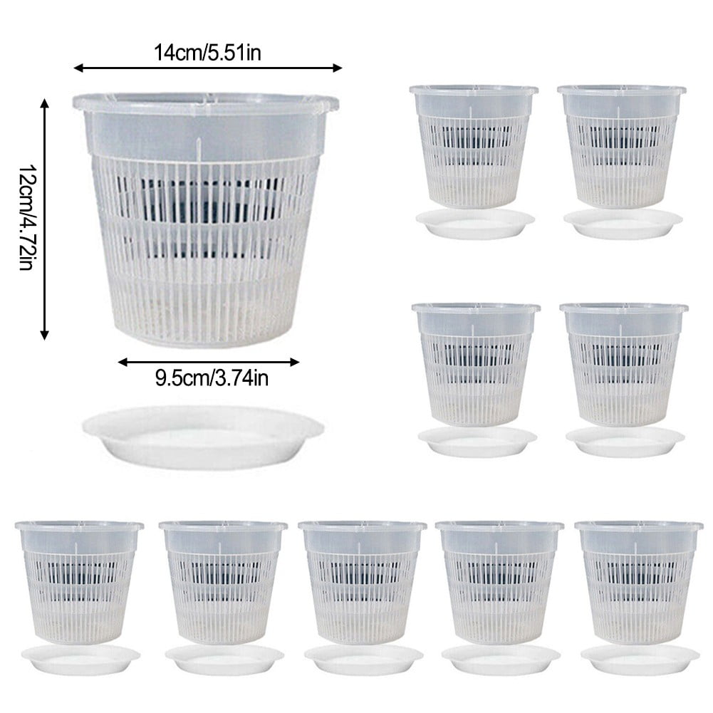 able Plant Flower Pots 10-Pack Clear Orchid Pots with Bases Transparent ...
