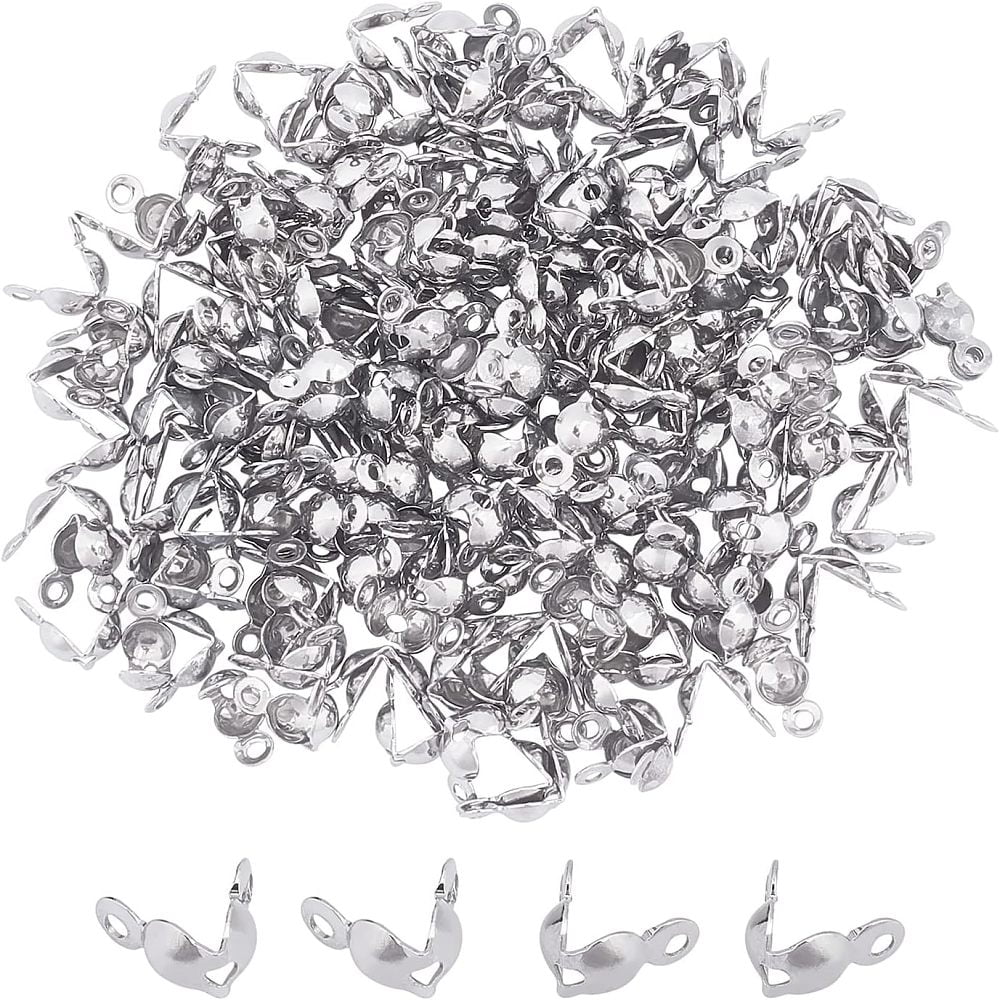 about 200pcs Bead Tips 304 Stainless Steel Calotte Ends 1.5mm Hole ...