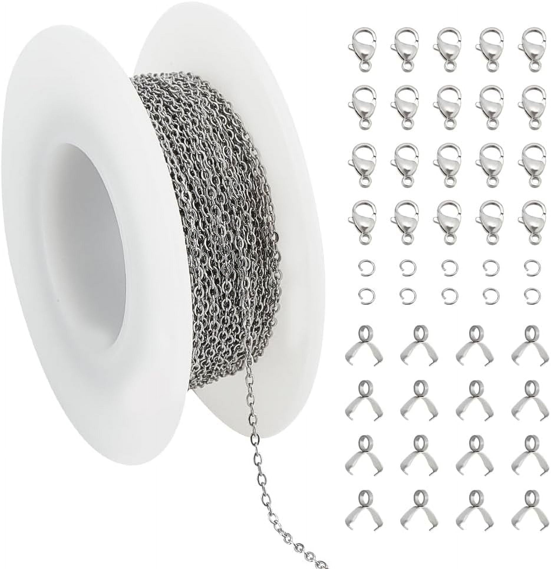 about 32.8ft(10m/roll) Stainless Steel Cable Chains Necklace & 20pcs ...