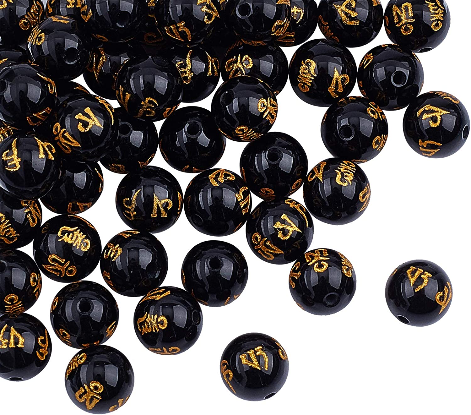 about 49pcs 8mm Natural Black Obsidian Beads Strand Gemstone Round ...