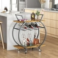 aboxoo 2-Tier Rolling Wine Cart with Rack and Wheels, Metal & Wood, for ...