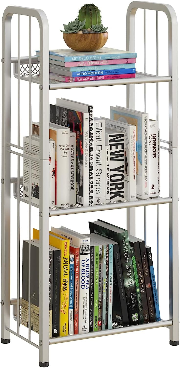 Aboxoo 3-Tier Bookshelf, Multi-Functional Storage Stand for Home, Rust ...