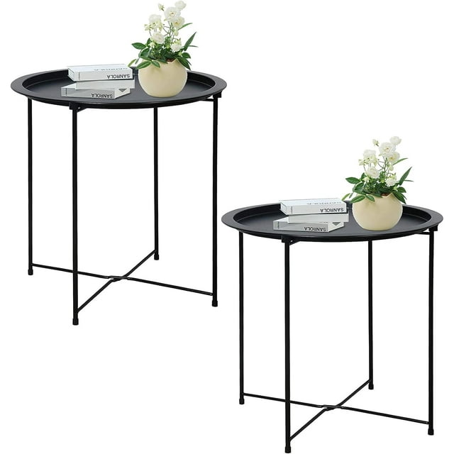 Aboxoo Folding Metal Side Table 2PC for Office Patio Use - Walmart ...