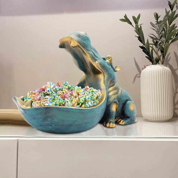 aboxoo Hippo Statue, Animal Figurine Resin Home Decor, Large Capacity ...