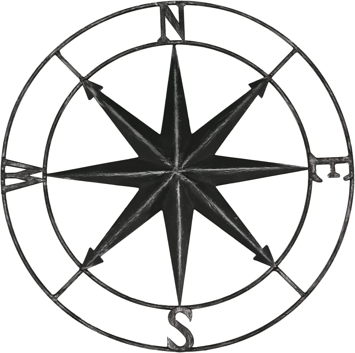 Aboxoo 11 Inch Rustic Metal Compass Wall Art, Black Exterior House ...