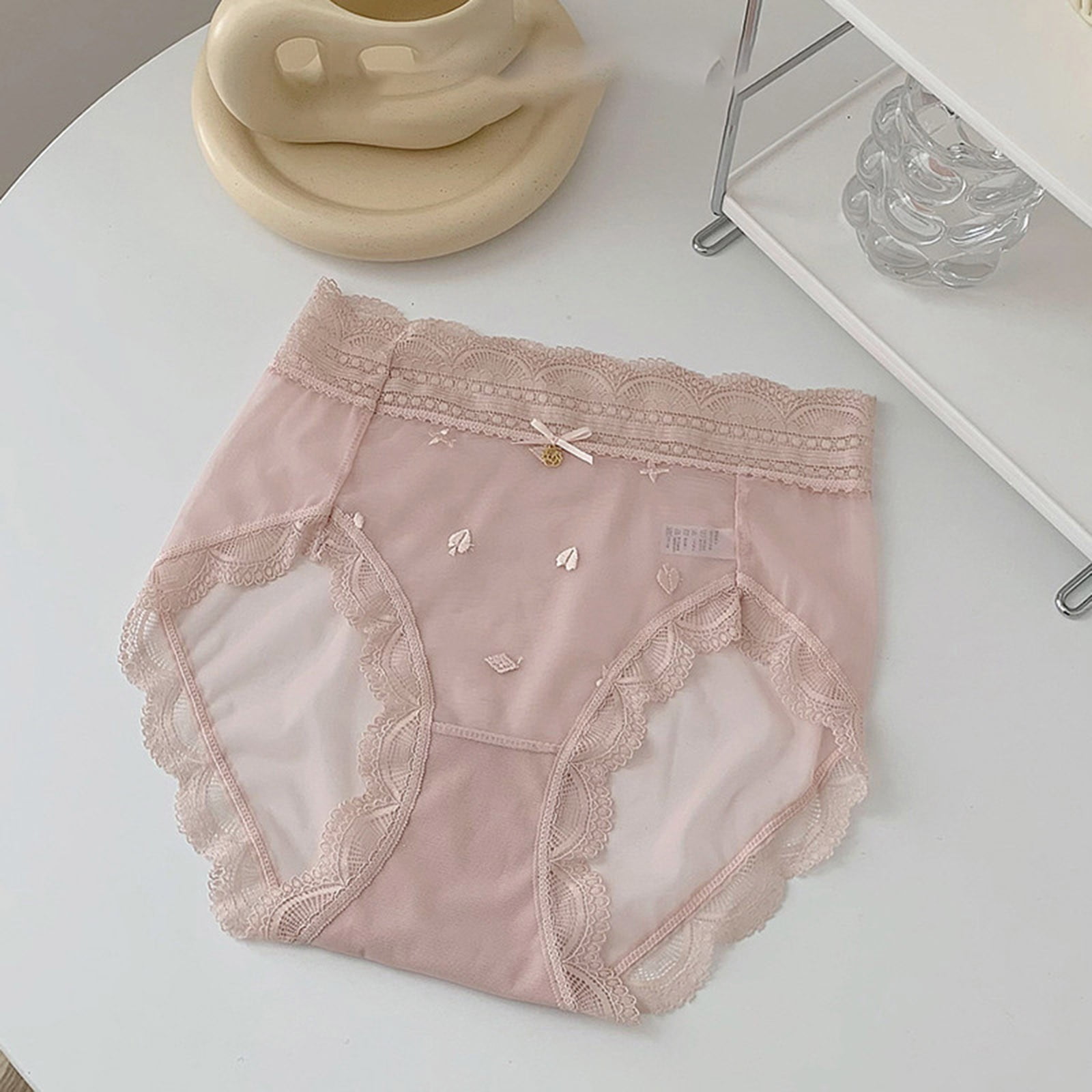 absanyy Comfortable Lace Panties for Women Pink - Nylon Spandex Mid ...